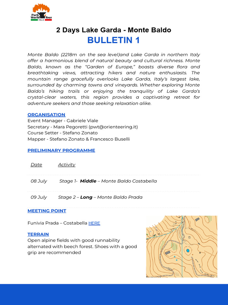 BULLETIN 1 - 2 Days Lake Garda Monte Baldo | PDF