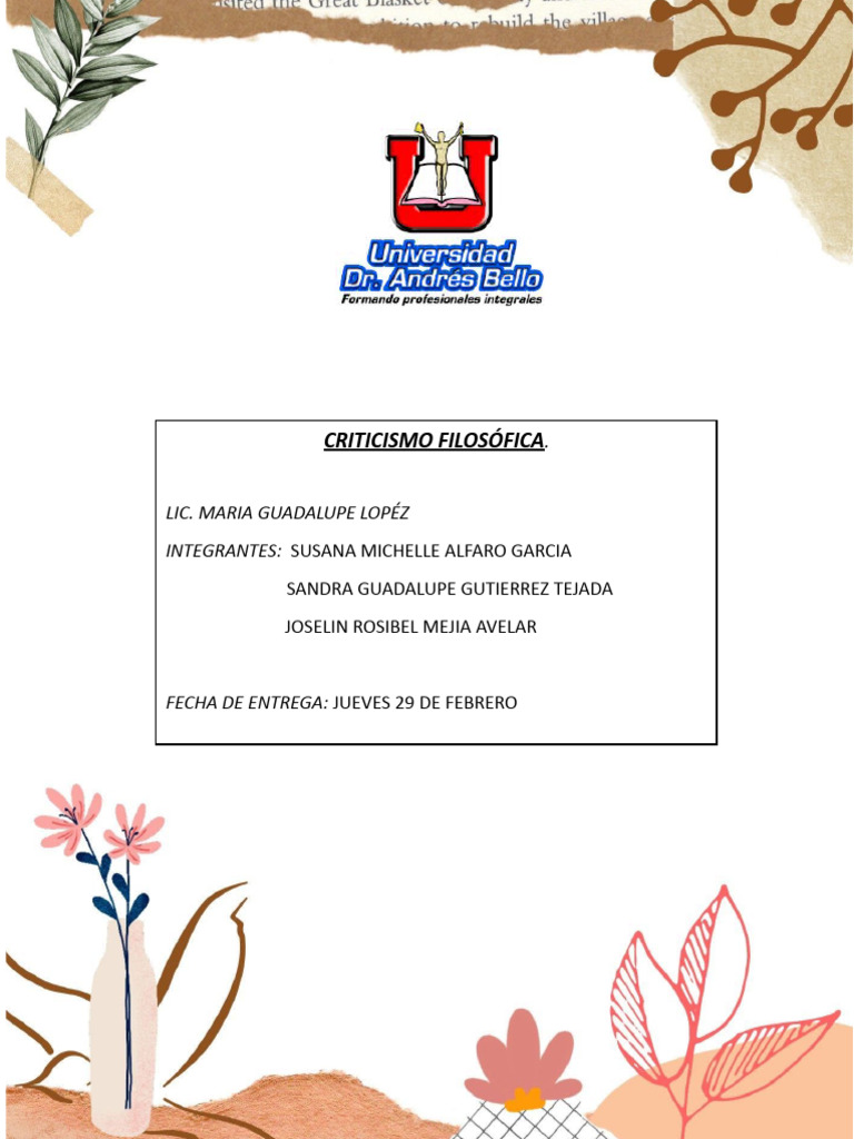 Criticismo Filosófico 1 | PDF | Conocimiento | Immanuel Kant