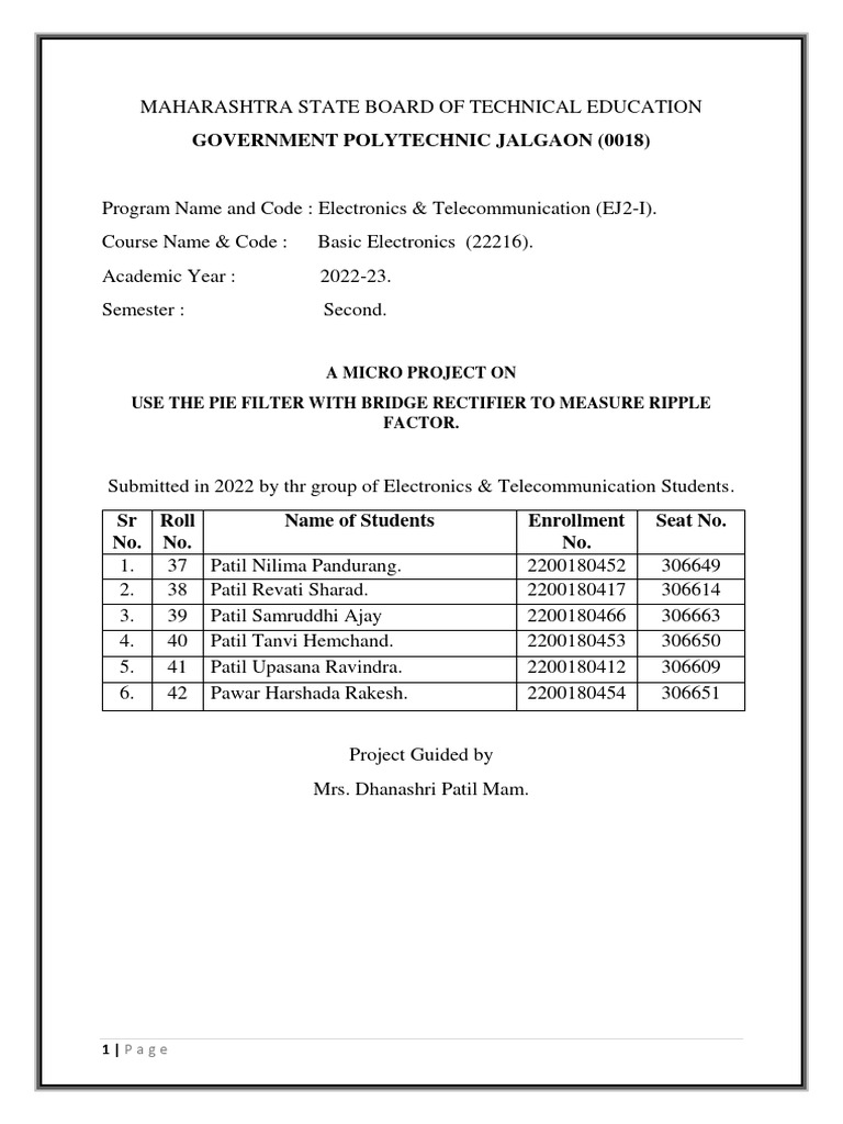 BEL Micro Project | PDF | Rectifier | Electrical Network