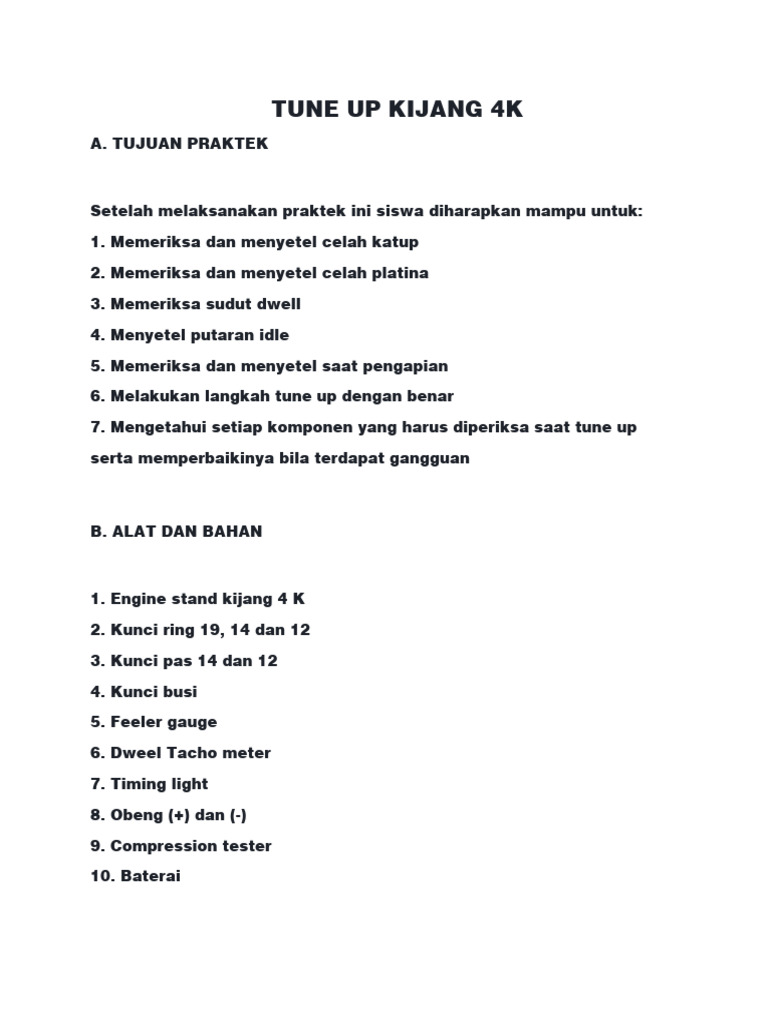 Tune Up Kijang 4K | PDF