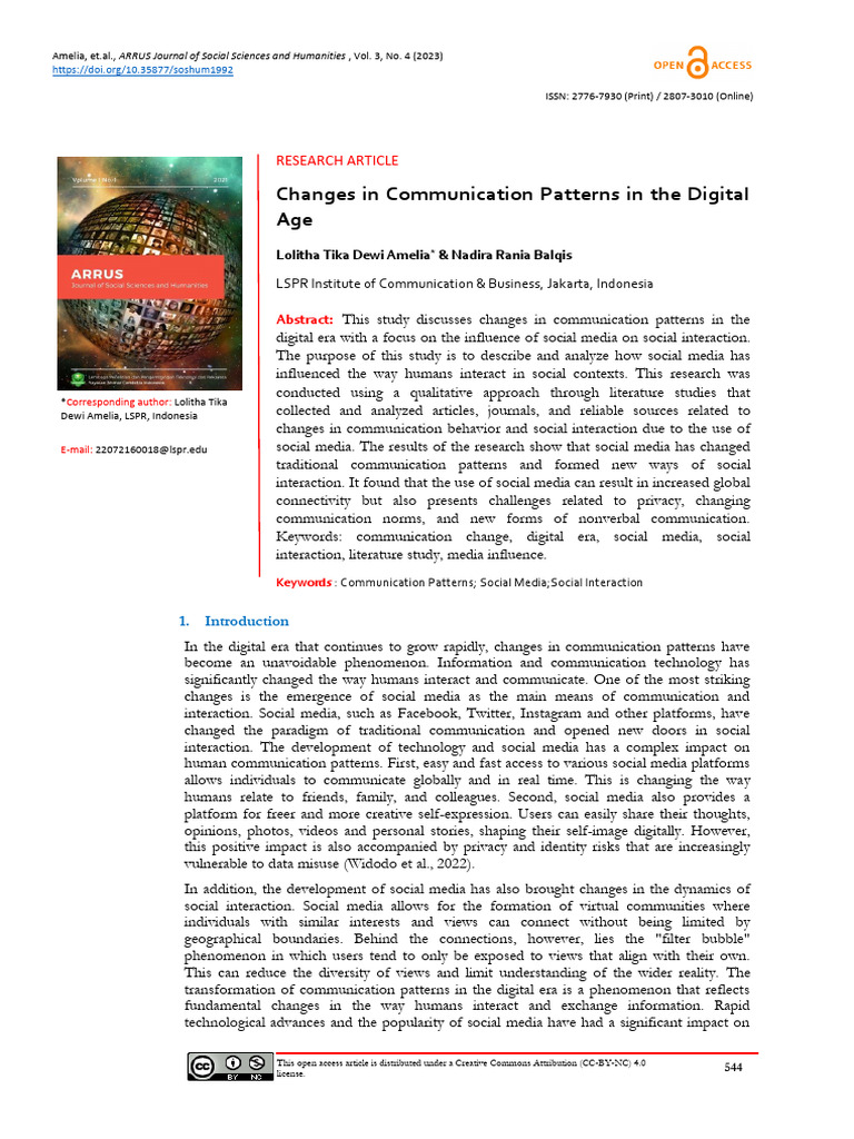 Changes in Communication Patterns in The Digital A | PDF | Popular ...