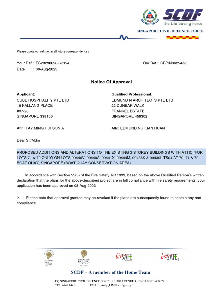 FSSD-BP01 Notice of Approval | PDF | Fire Safety | Safety