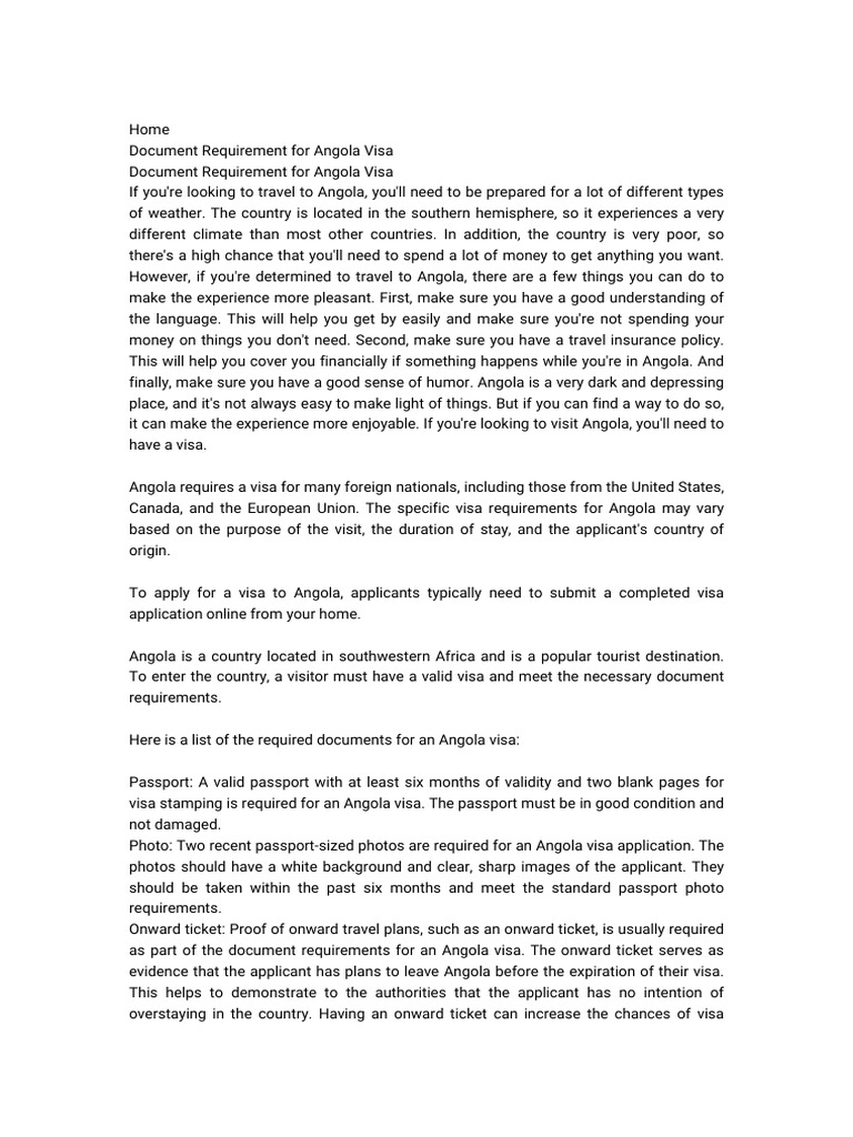 Angola Visa Requirment | PDF | Travel Visa | Passport