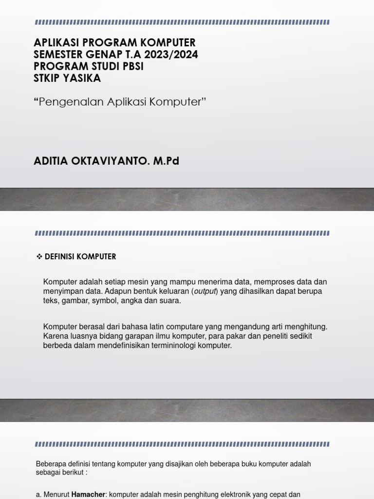 Pengenalan Komputer untuk Mahasiswa PBSI | PDF