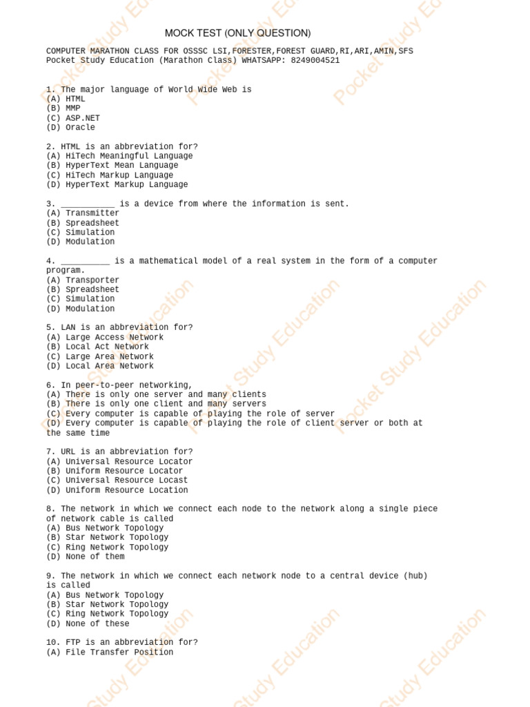 COMPLETE COMPUTER MARATHON - Watermark | Download Free PDF | Computer Network | Random Access Memory