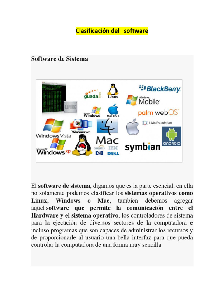 Clasificación Del Software | PDF | Software de la aplicacion | Software