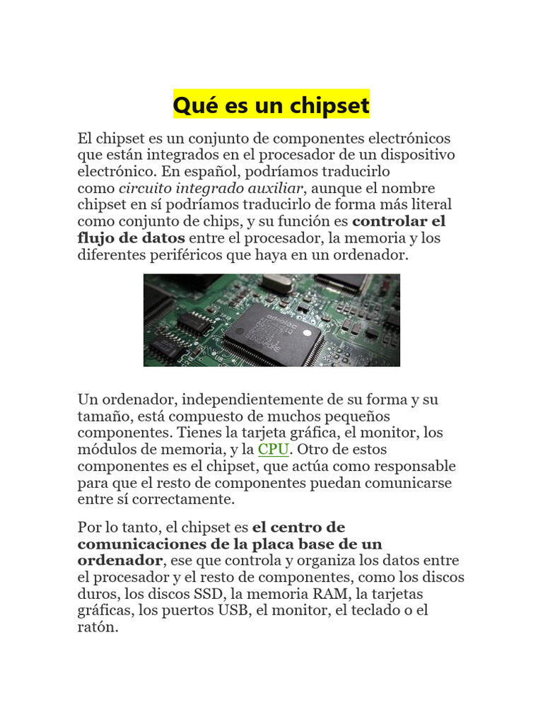 Qué Es Un Chipset | PDF | Informática | Ingeniería Informática
