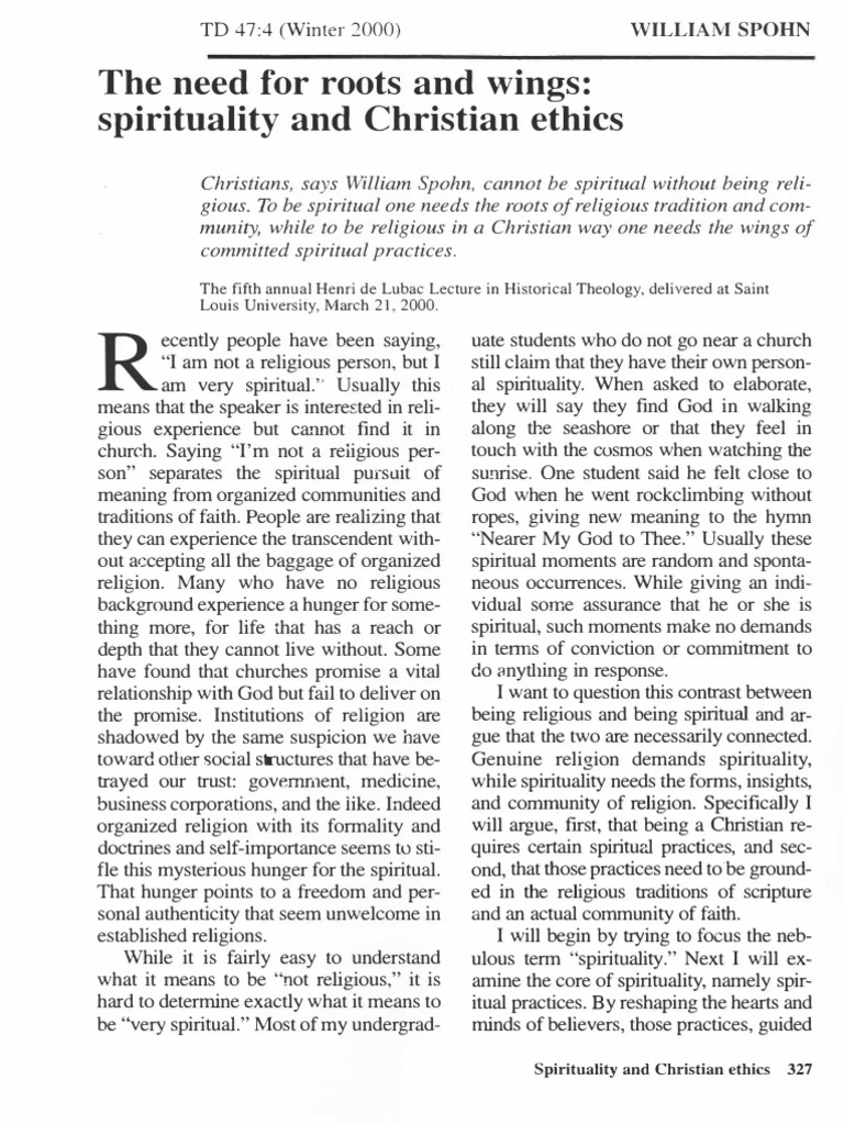 Spohn - 2000 - The Need For Roots and Wings | PDF | Resurrection Of ...