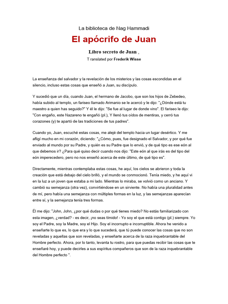 Apocrifo de Juan | PDF | Cristo (título) | Noé