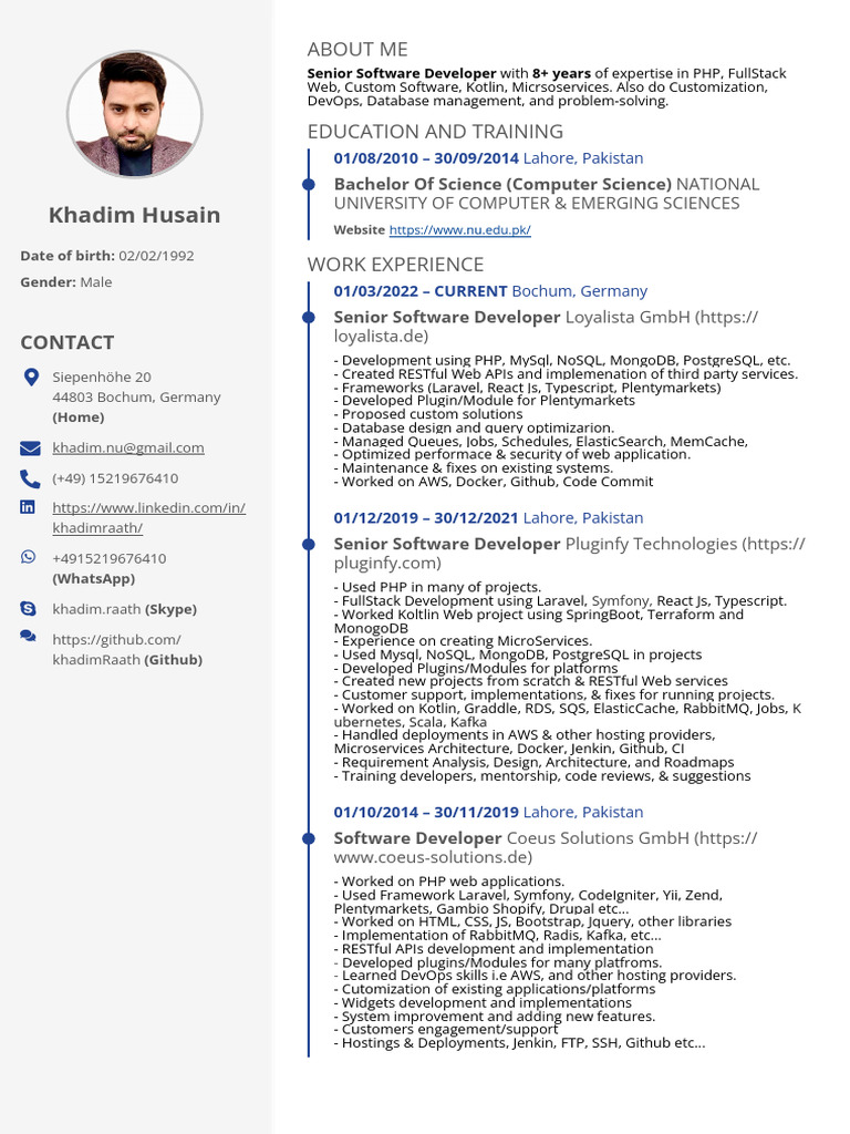 Khadim Senior Soft Dev CV | PDF | Php | J Query