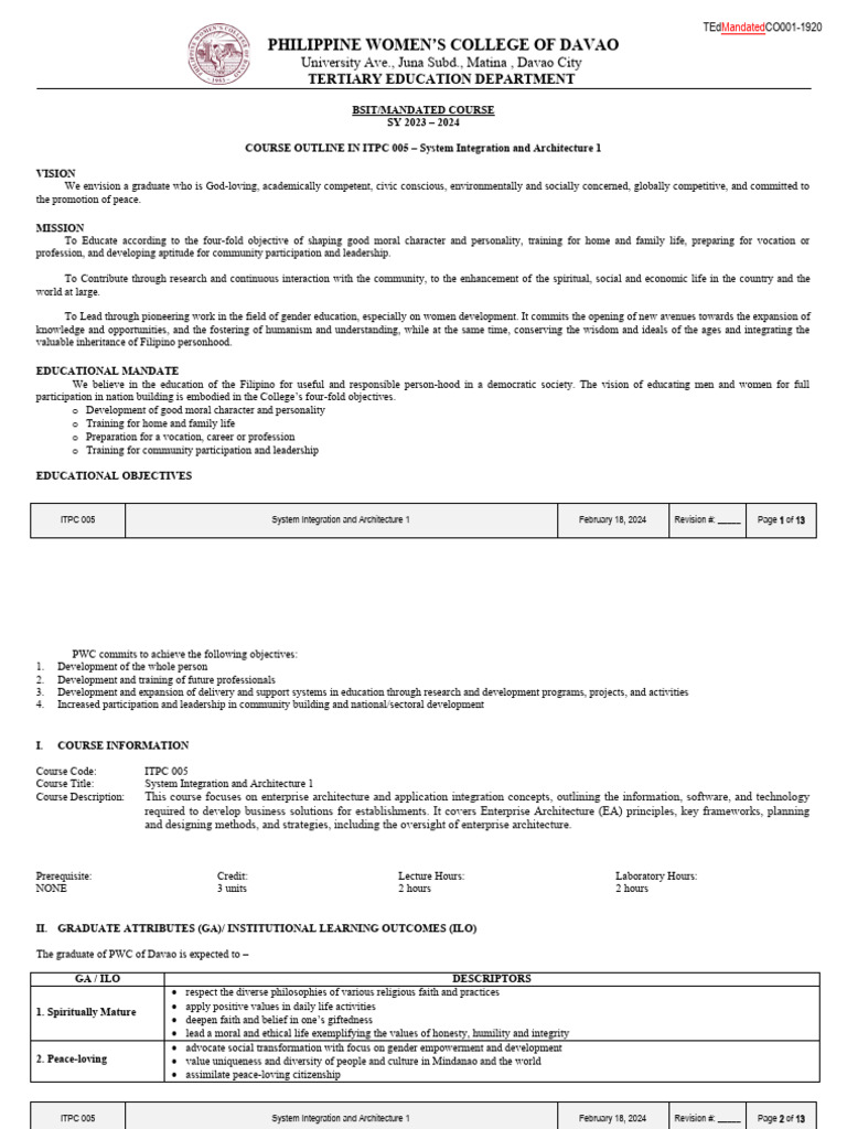 Syllabus System Integration And Architecture Pdf