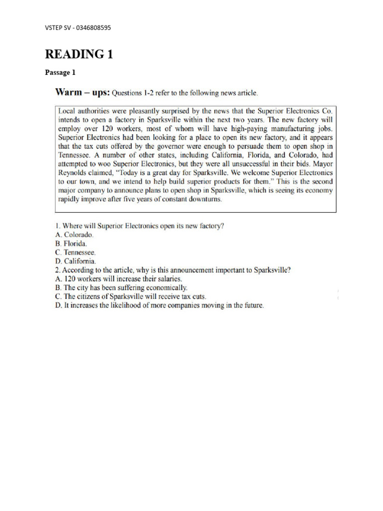 Reading 1 Vstep SV | PDF | Galápagos Islands