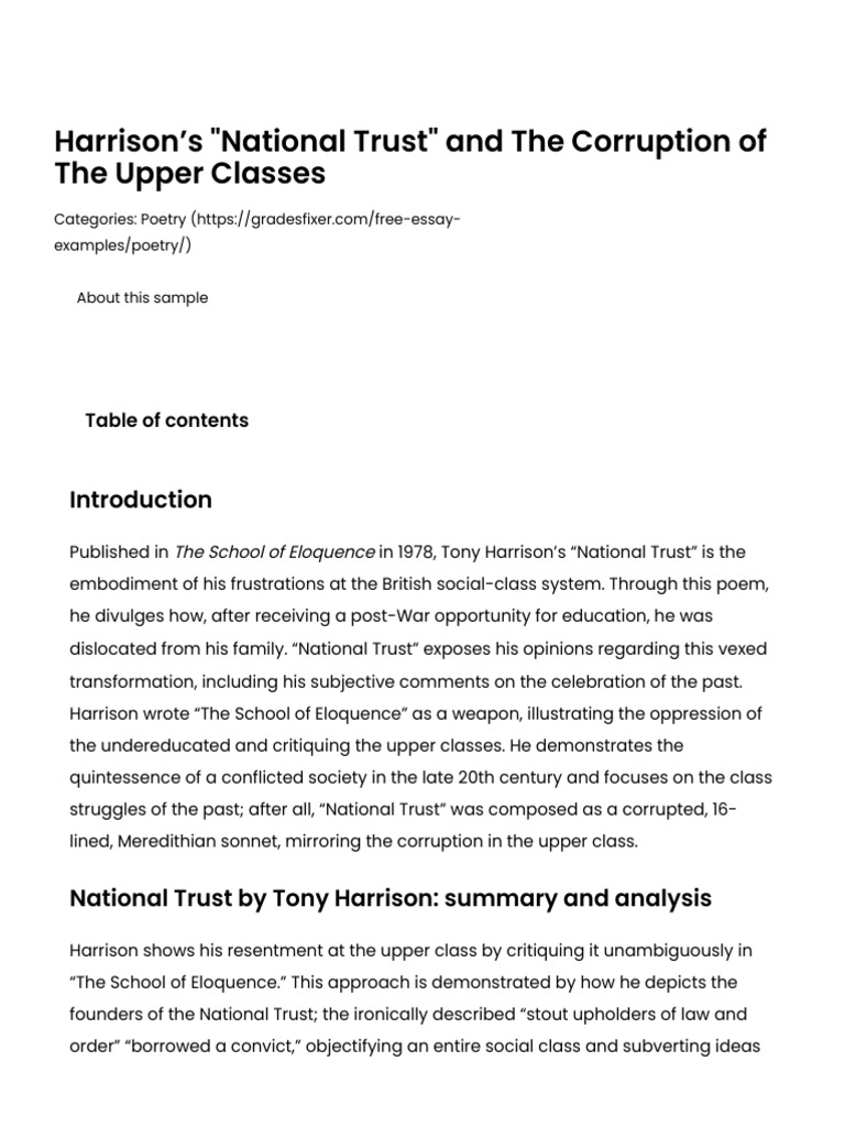 Harrison's - National Trust - and The Corruption of The Upper Classes ...