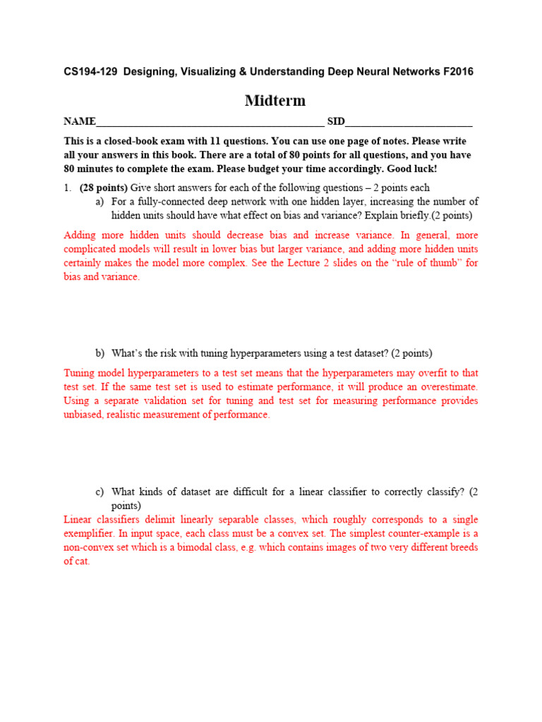 F16midterm Sols v2 | PDF | Mathematical Optimization | Support Vector Machine