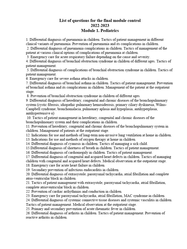 List of Questions For The Final Module Control 6course 2022-2023 | PDF ...