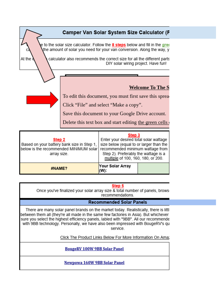 Solar Size Calculator (For Camper Vans) | Download Free PDF | Solar ...