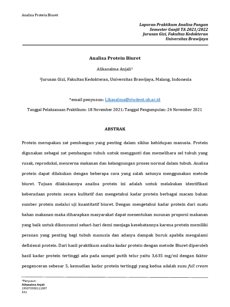 5A1 - Alikasalma Anjali - Biuret | PDF