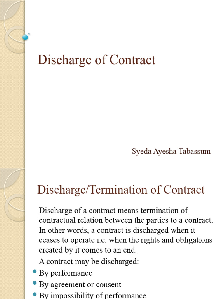Understanding Discharge of Contract | PDF | Breach Of Contract | Damages