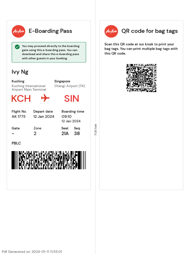 E-Boarding Pass QR Code For Bag Tags | PDF | Computers