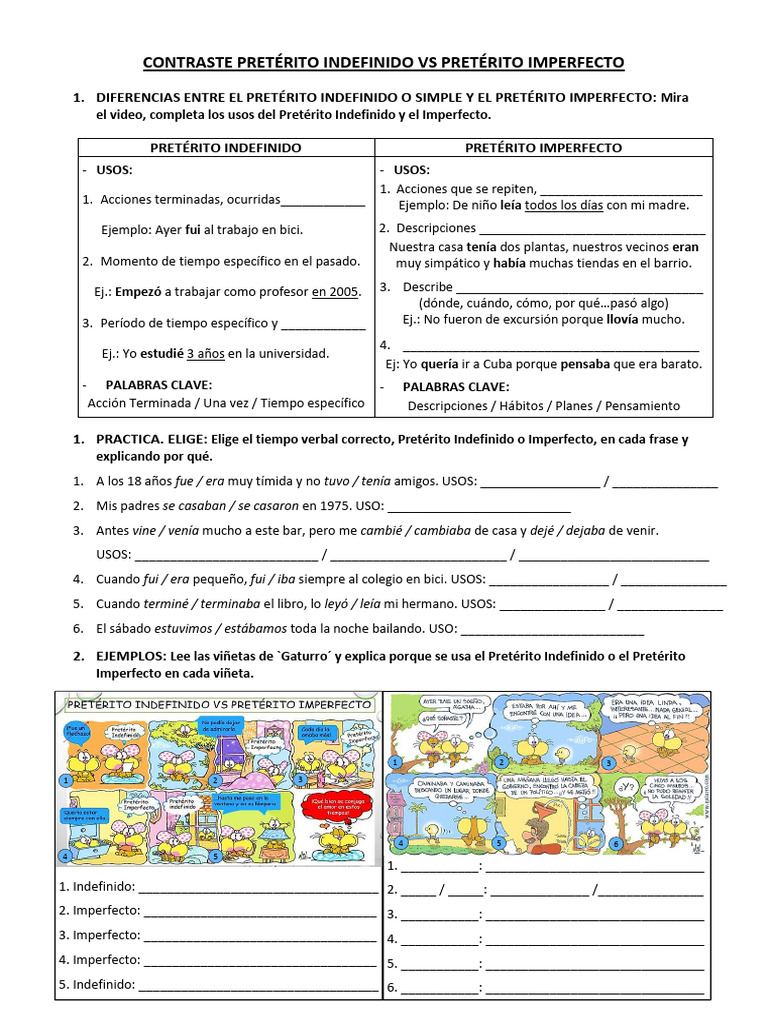 Contraste Pretérito Indefinido VS Pretérito Imperfecto | PDF | Madrid