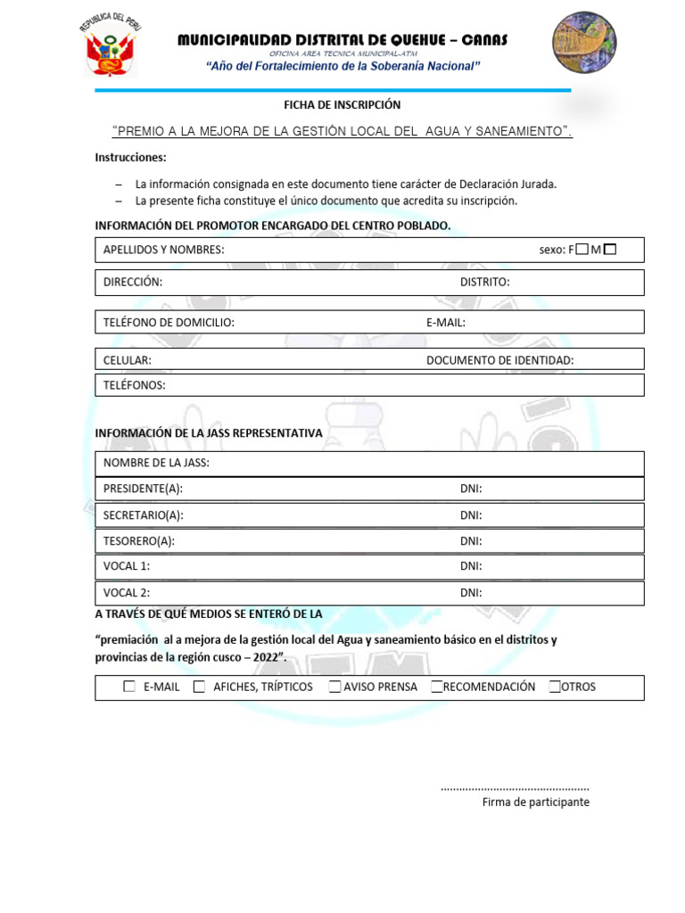 Ficha de Inscripción para Concurso de Jass. | PDF