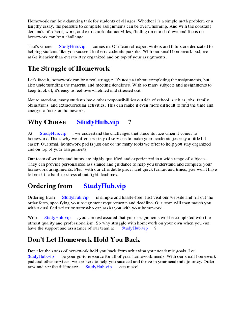 Small Homework Pad | PDF | Homework | Notebook