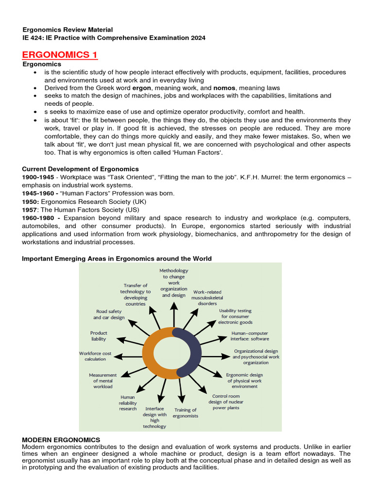 Ergonomics 1 2 Review Material 2024 | PDF | Human Factors And ...