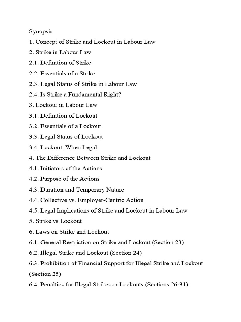 Understanding Strikes and Lockouts in Labour Law | PDF | Strike Action ...