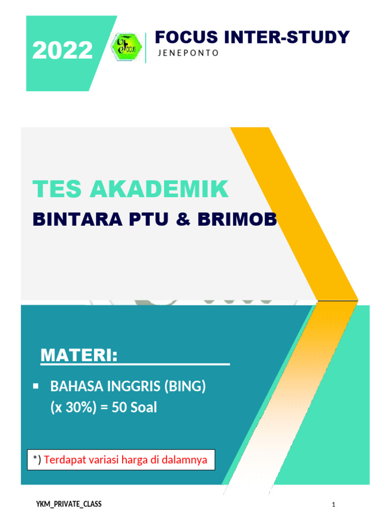 Akademik - Bhs. Inggris Bintara Ptu + Brimob 2022 | PDF | Educational Technology | Genetically ...