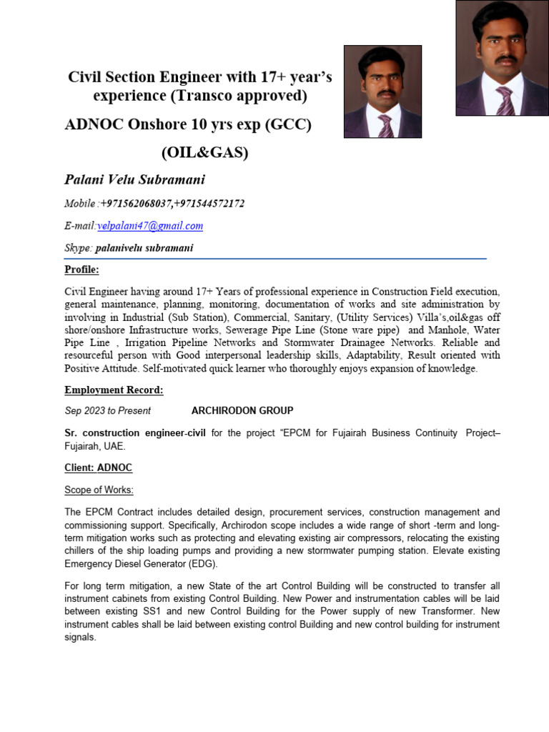 CV - Palanivelu | Download Free PDF | General Contractor | Engineering