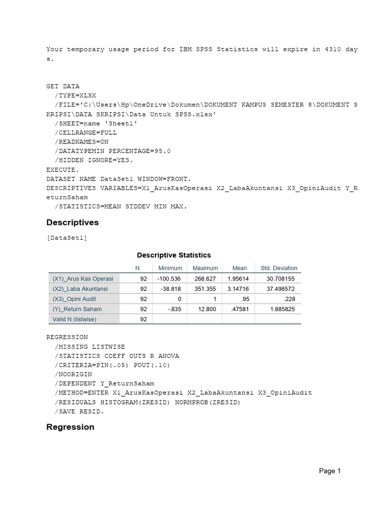 ujiujiuji | PDF | Errors And Residuals | Regression Analysis