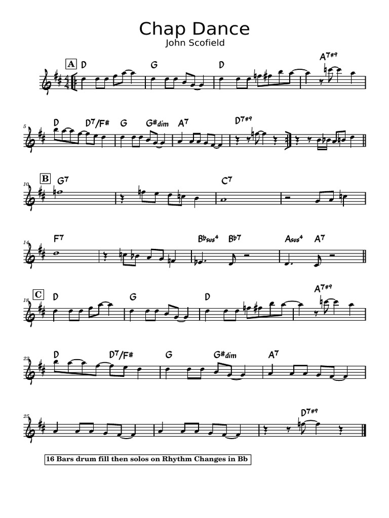 Chap Dance John Scofield LEAD SHEET | PDF | Musical Notation | Musical ...