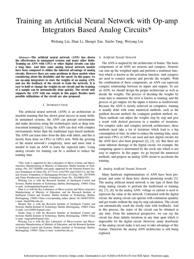 Training An Artificial Neural Network With Op-Amp | PDF | Operational ...