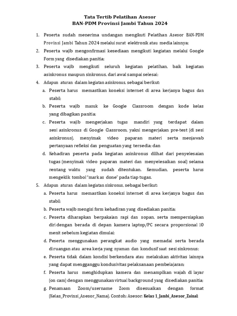 Tata Tertib & Jadwal Pelatihan Rev.1 | PDF