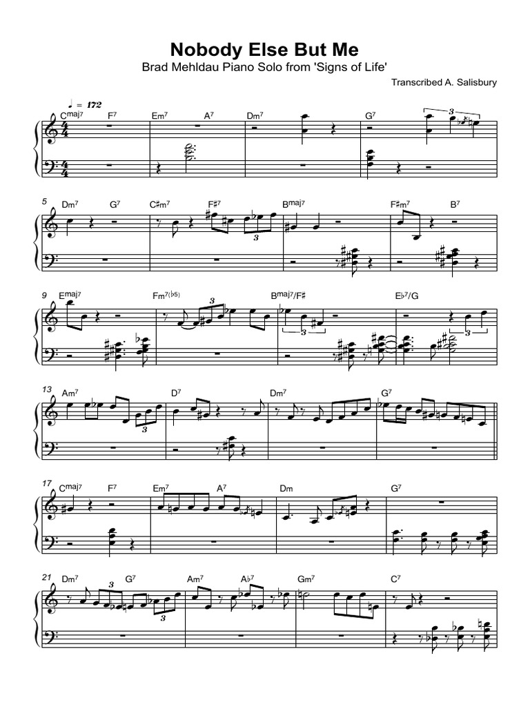 Nobody Else But Me Piano Solo | PDF