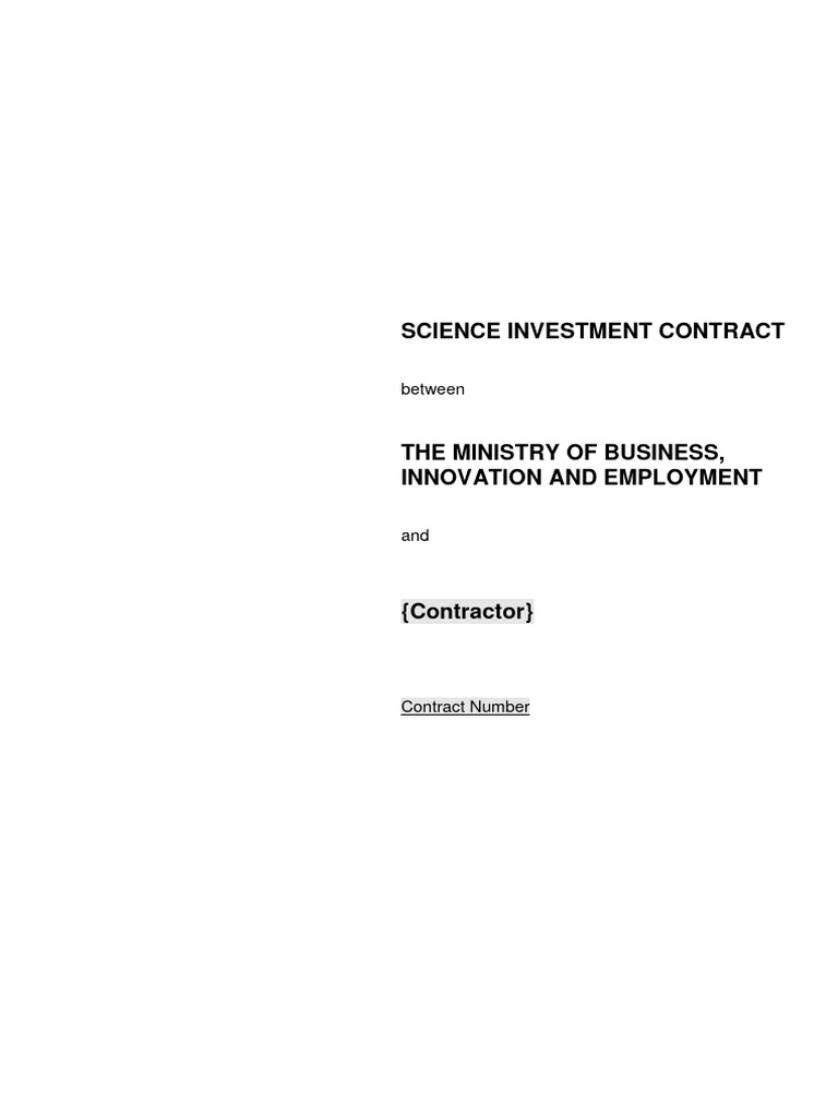 Science Invioestment Contract Template | PDF | Breach Of Contract ...