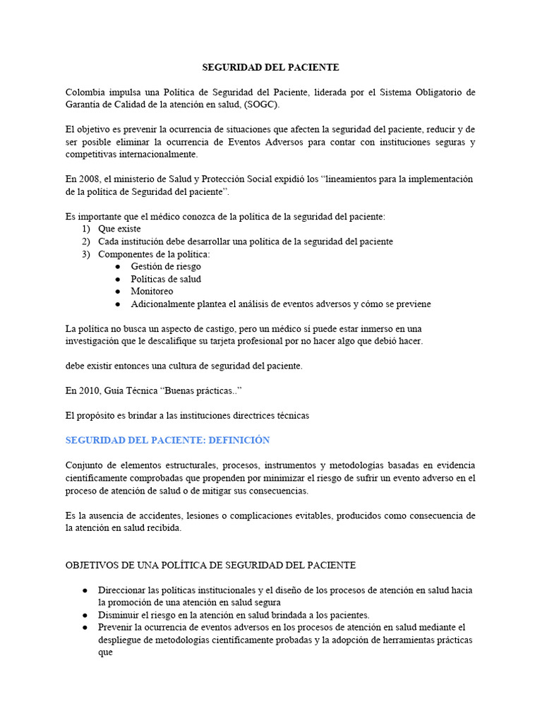 Seguridad del paciente | PDF | Seguridad del paciente | Riesgo