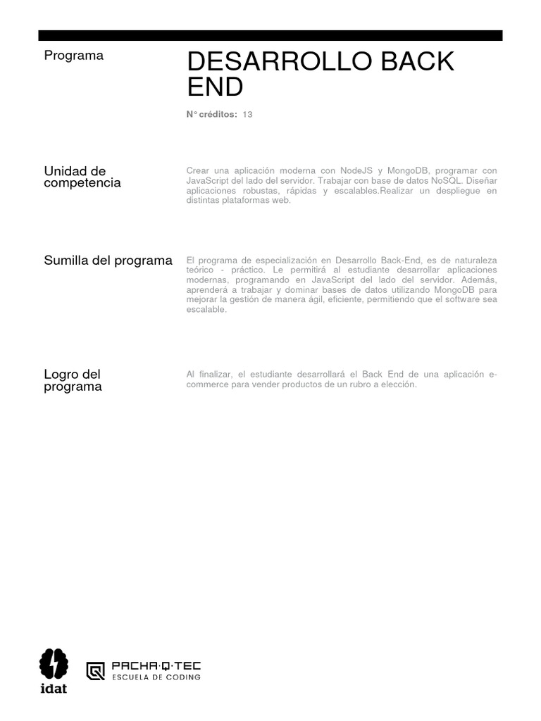 01. Silabo Back End | PDF | SQL | Algoritmos