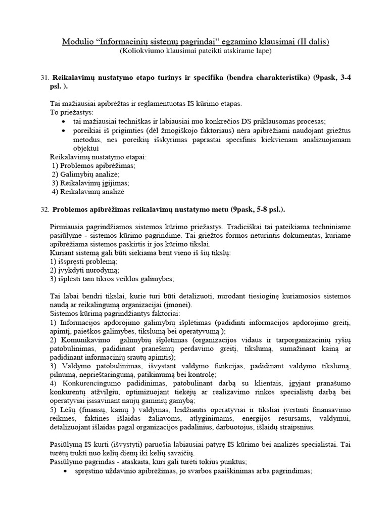 IS Egzamino Atsakymai 2017 - 01 | PDF