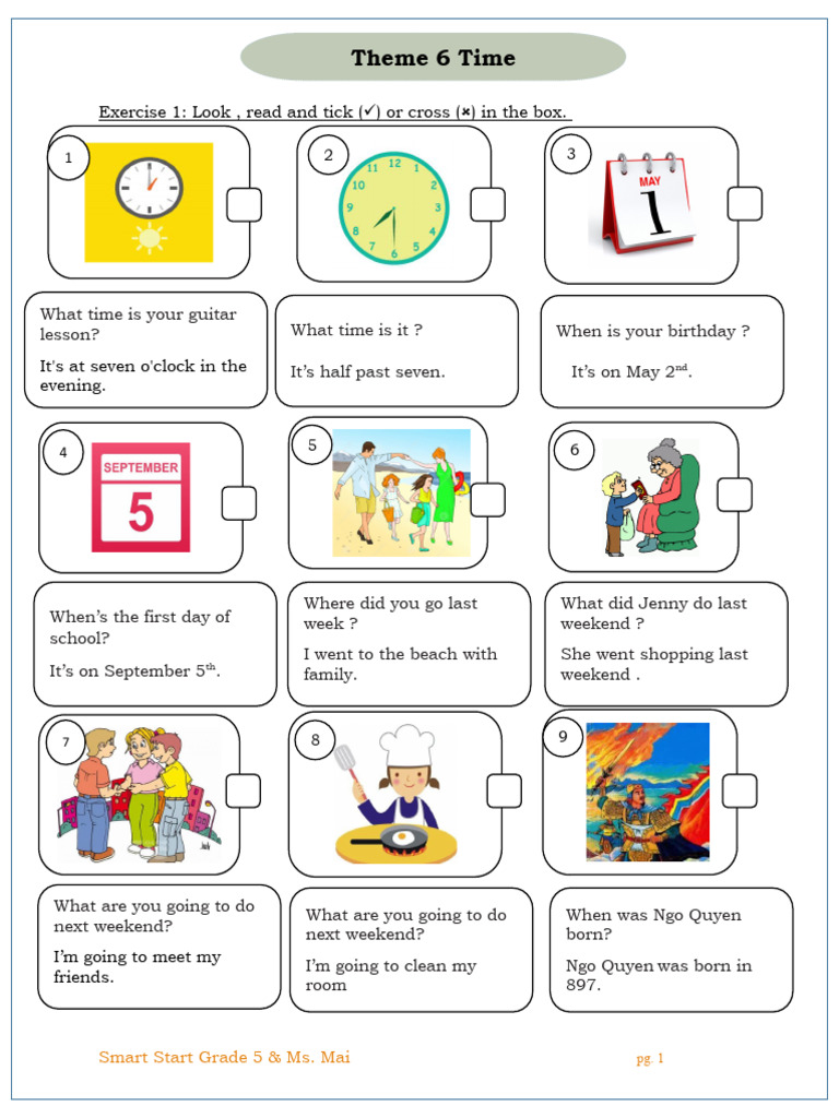 Smart Start 5: Theme 6 Time Exercises | PDF