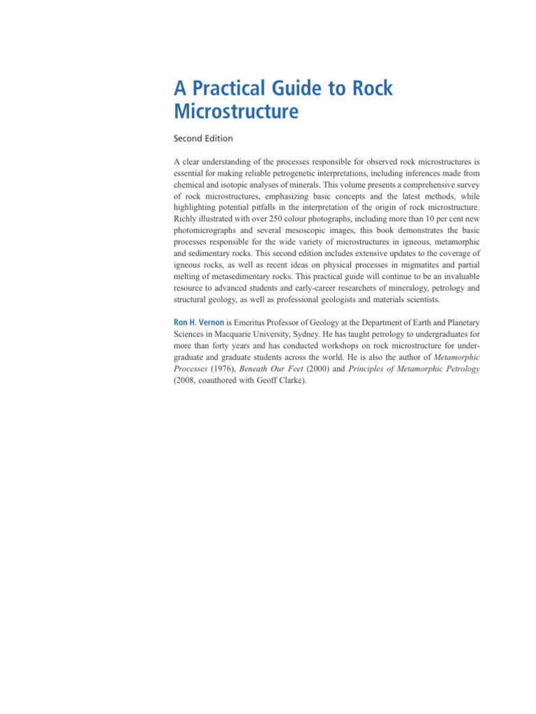 A Practical Guide To Rock Microstructure - Vernon 2019 - A Practical ...