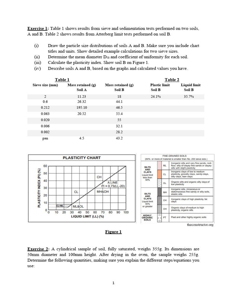 CEGE0100-suppl Ex Lect I With Sol-2 | PDF | Soil | Applied And Interdisciplinary Physics