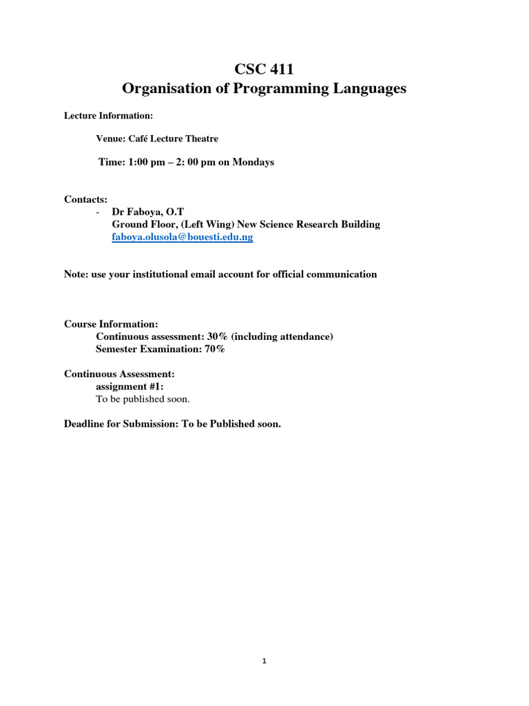 PArt 1 of Organisation of Programming Languages1 | PDF | Programming Paradigms | Programming ...