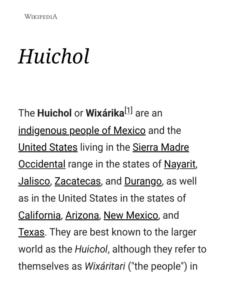 Huichol - Wikipedia | PDF | Social Science | History