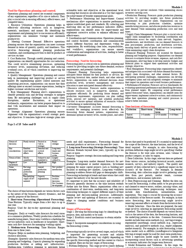 Sales and Operations Planning | PDF | Forecasting | Autoregressive Integrated Moving Average