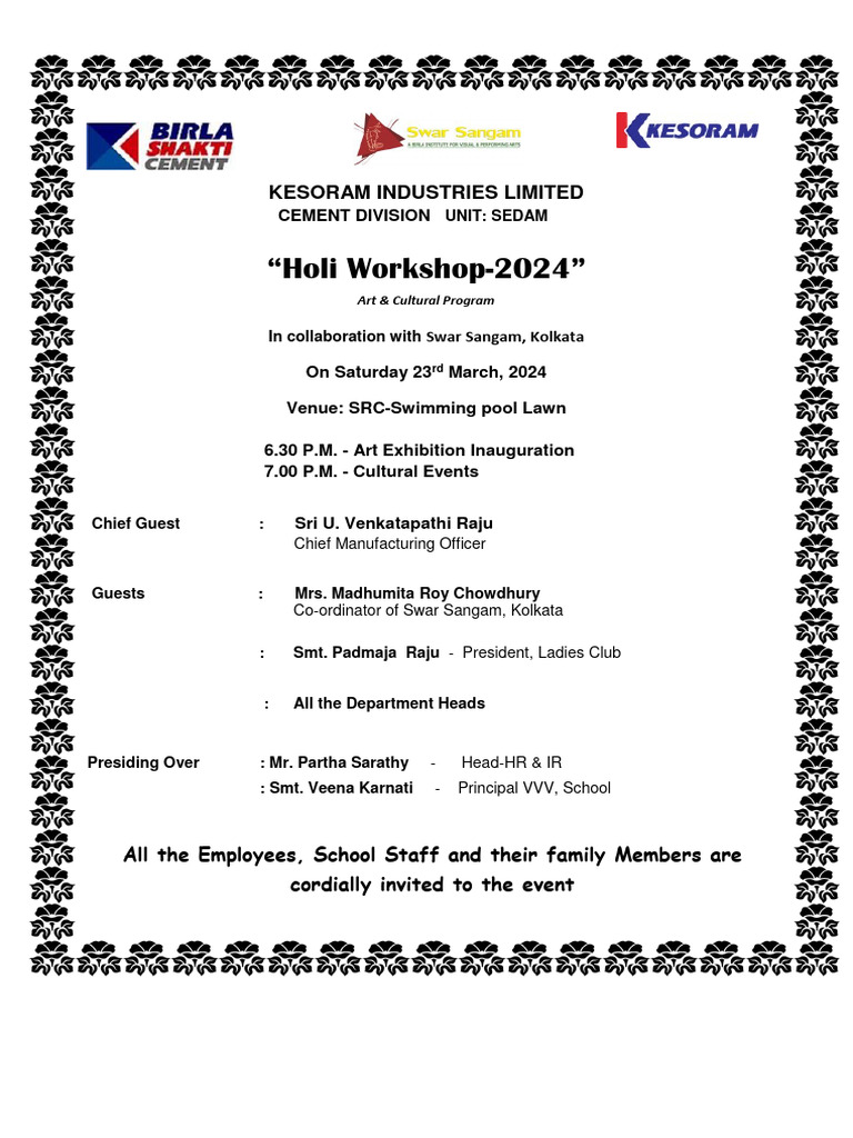 Holi Workshop Invitation-2024 | PDF