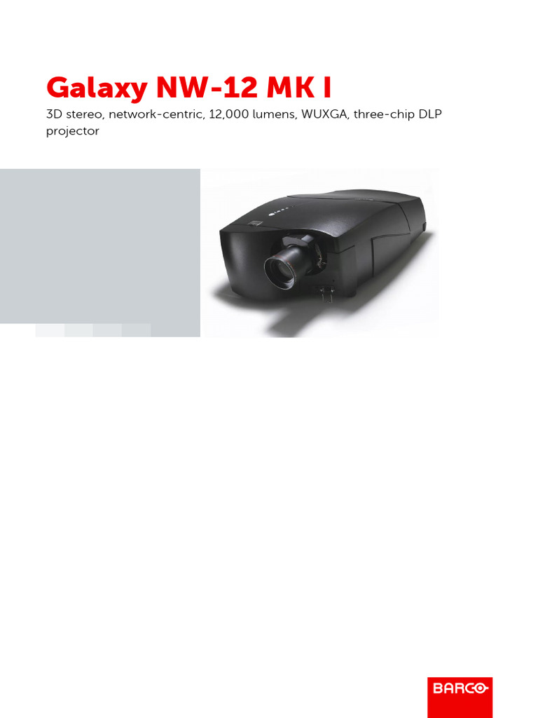 Galaxy NW-12 MK I: 3D Stereo, Network-Centric, 12,000 Lumens, WUXGA ...