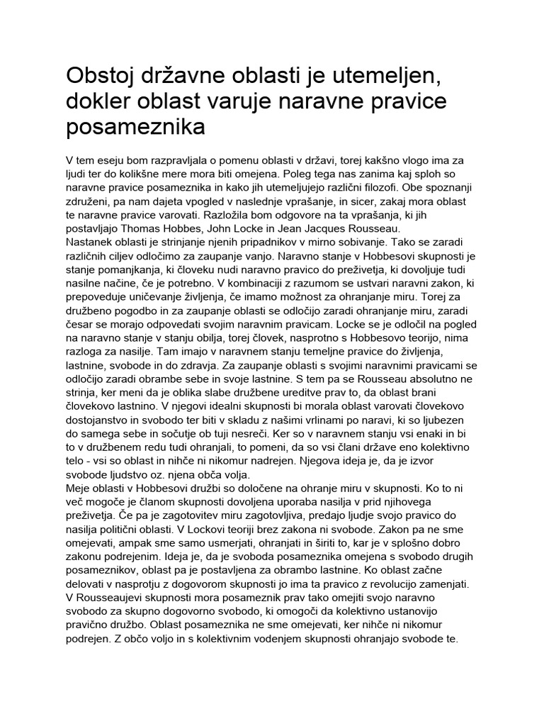 Obstoj Državne Oblasti Je Utemeljen, Dokler Oblast Varuje Naravne ...