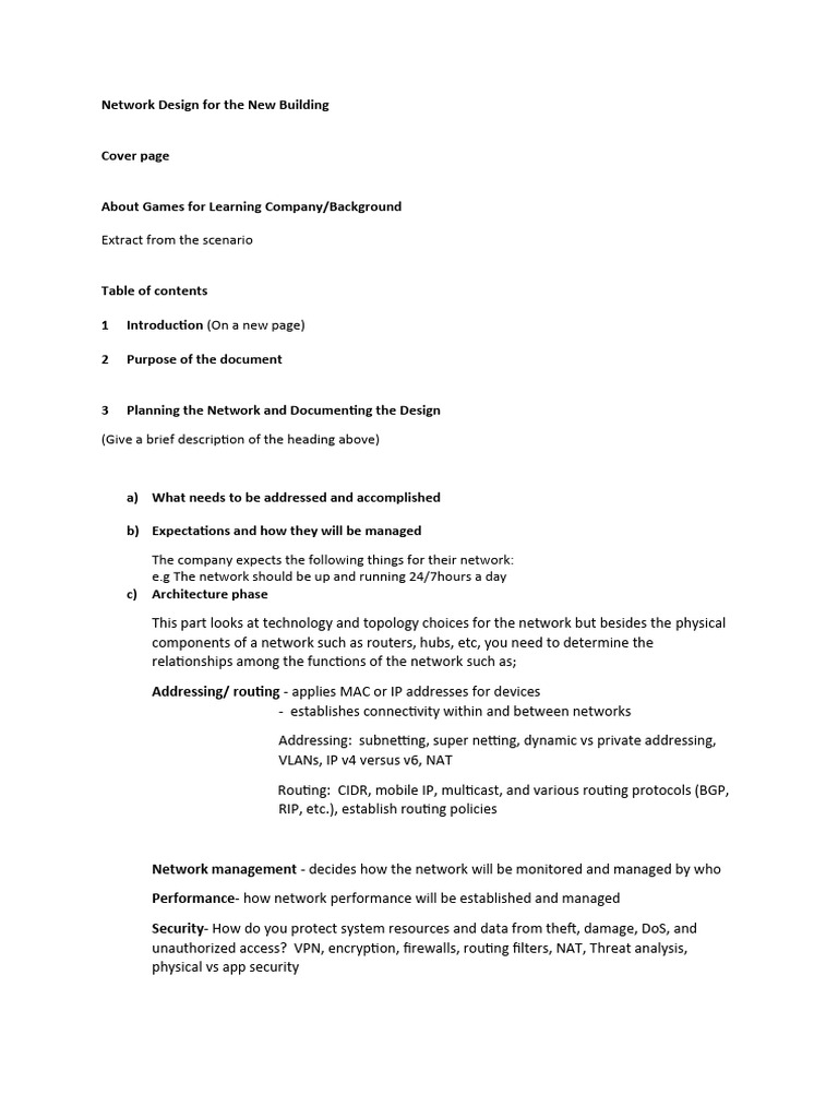 Designing The Network Pdf Computer Network Ip Address