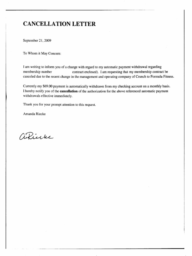 Fund Transfer Cancellation Letter Template | PDF